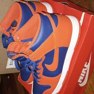 Nike | Shoes | Nike Dunk Highs Knicksorange And Blue Sneakers | Poshmark